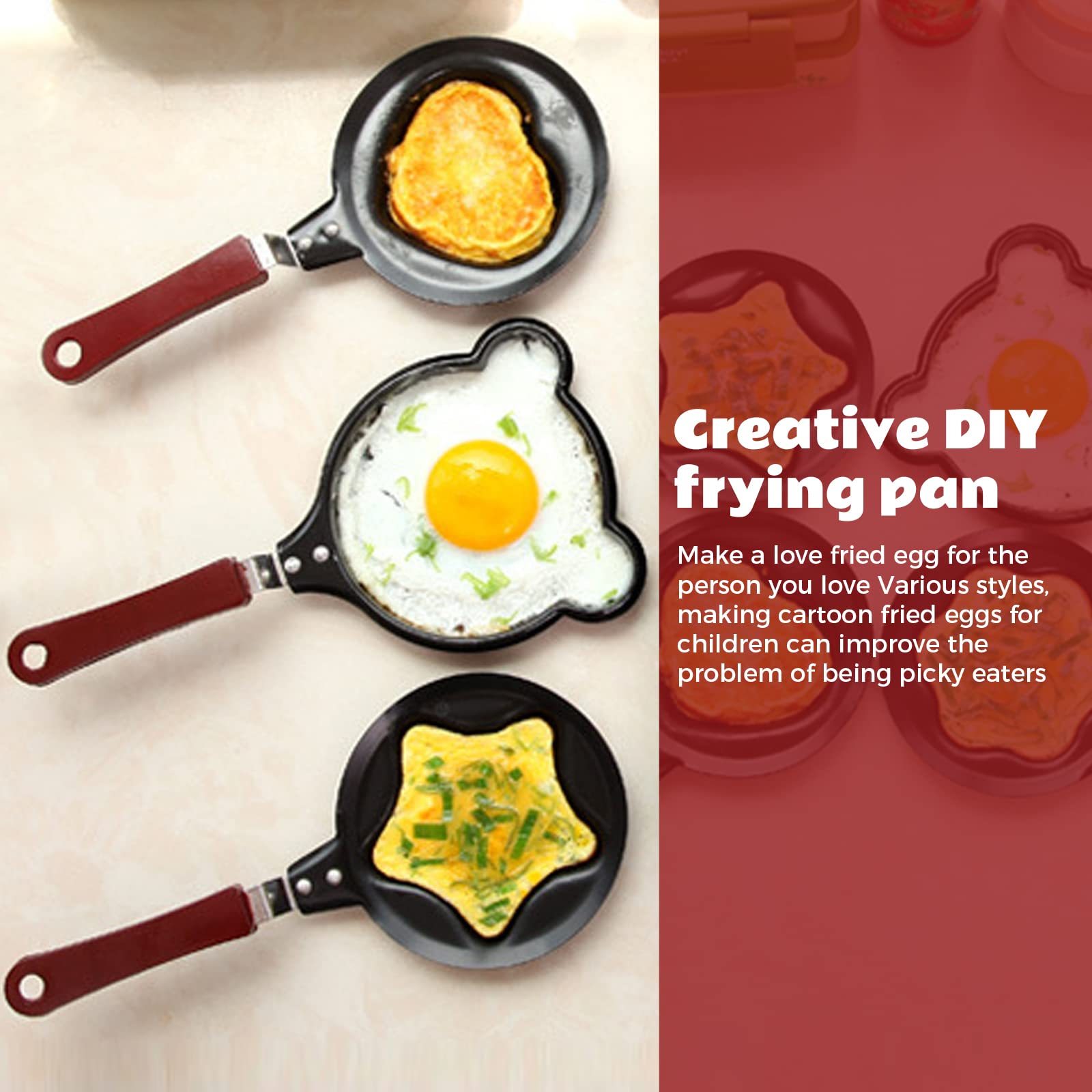 Elvaesther 4pcs Pancake Pans, Pancake Maker, Pancake Shaper for Kids, Cute Breakfast Frying Pans Multipurpose Non-Stick Omelette Pan Egg Frying Pan Mini Egg Pancake Frying Pan