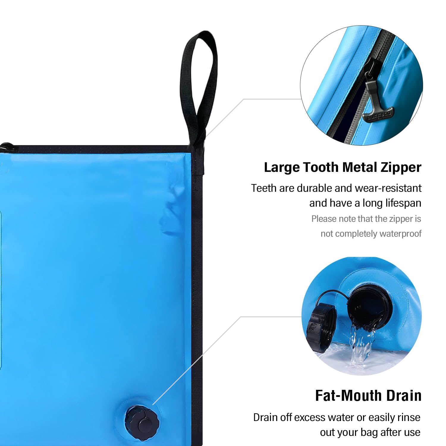 Buffalo Gear Insulated Fish Cooler Bag 48x18 In,Large Fish Kill Bag,Portable Waterproof Leakproof Fish Bag Keep Ice-Cold More Than 24 Hours (Blue)