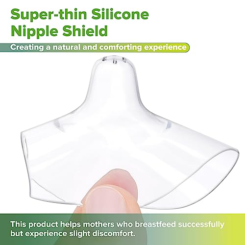 haakaa Nipple Shields for Nursing Nipple Shield for Breastfeeding with Storage Case Ultra-Thin Food-Grade Silicone (24mm, 2pk)