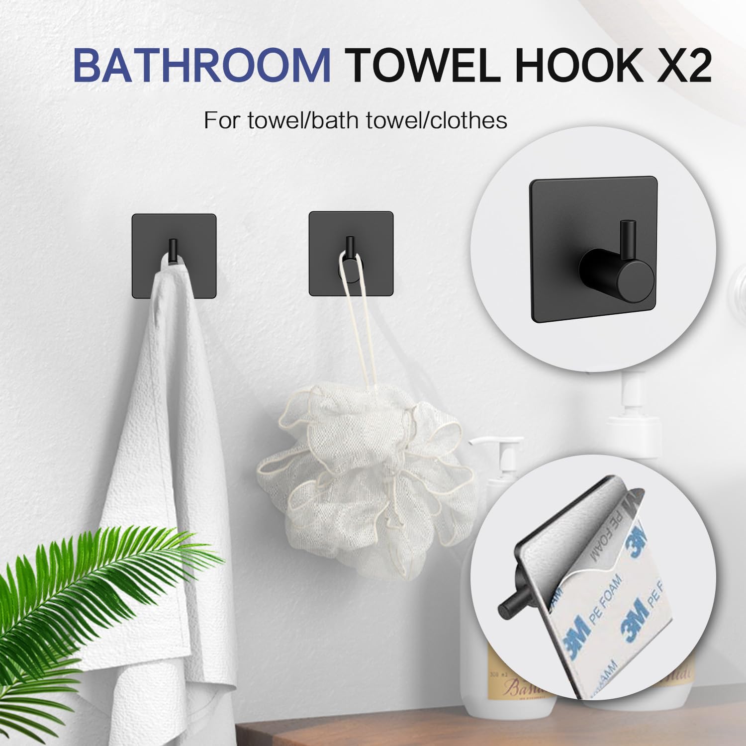 Black Bathroom Hardware Towel Holder 5 Pieces,Matte Towel Racks for Bathroom Set includes 15"-24.5" retractable Towel Bar,Towel Ring,Toilet Paper Holder,Robe Towel Hooks