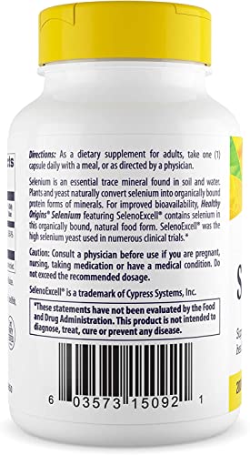 Healthy Origins Seleno Excell Selenium, 200 mcg - Selenium Supplement for Bladder Support - Selenium Pill for Immune System and Cellular Health - Trace Mineral Supplement - 180 Capsules