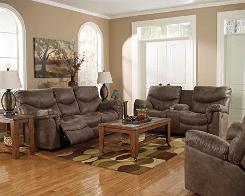 Signature Design by Ashley Alzena Faux Leather Oversized Manual Reclining Sofa, Brown