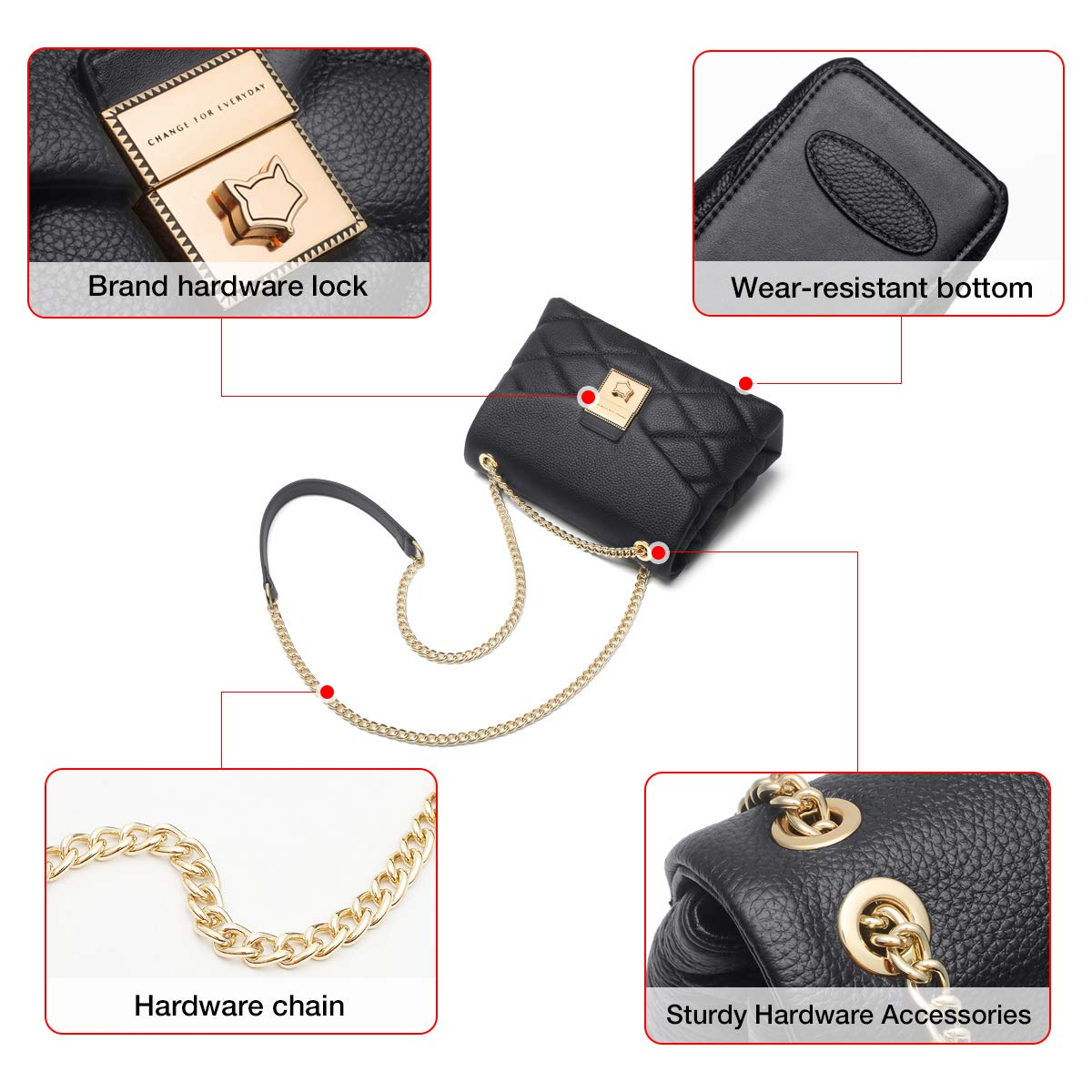 Leather Crossbody Bags for Women, Ladies Top-handle Bags with Shoulder Strap (black)