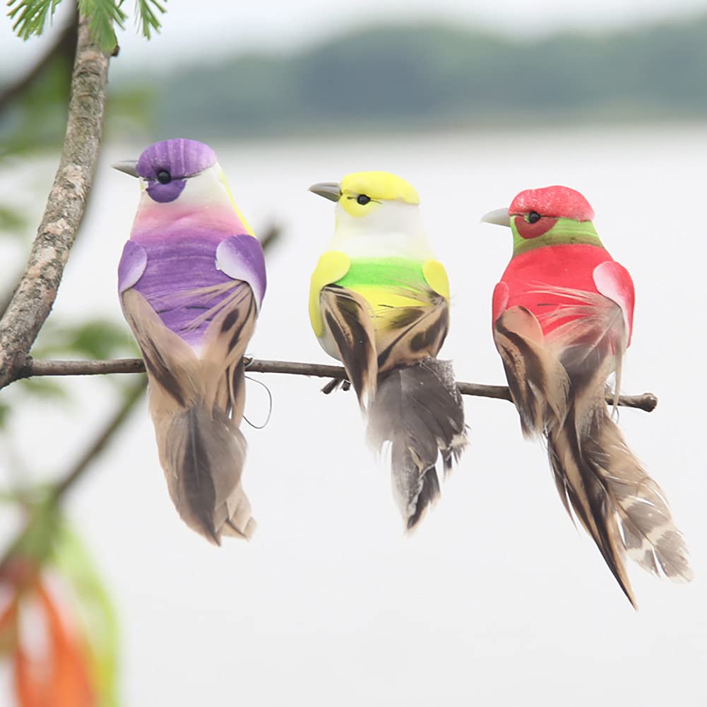 MAOMIA 12 Pcs Artificial Simulation Foam Bird Mini Feather Birds Ornaments DIY Craft for Home Garden Wedding Decoration Party Accessories