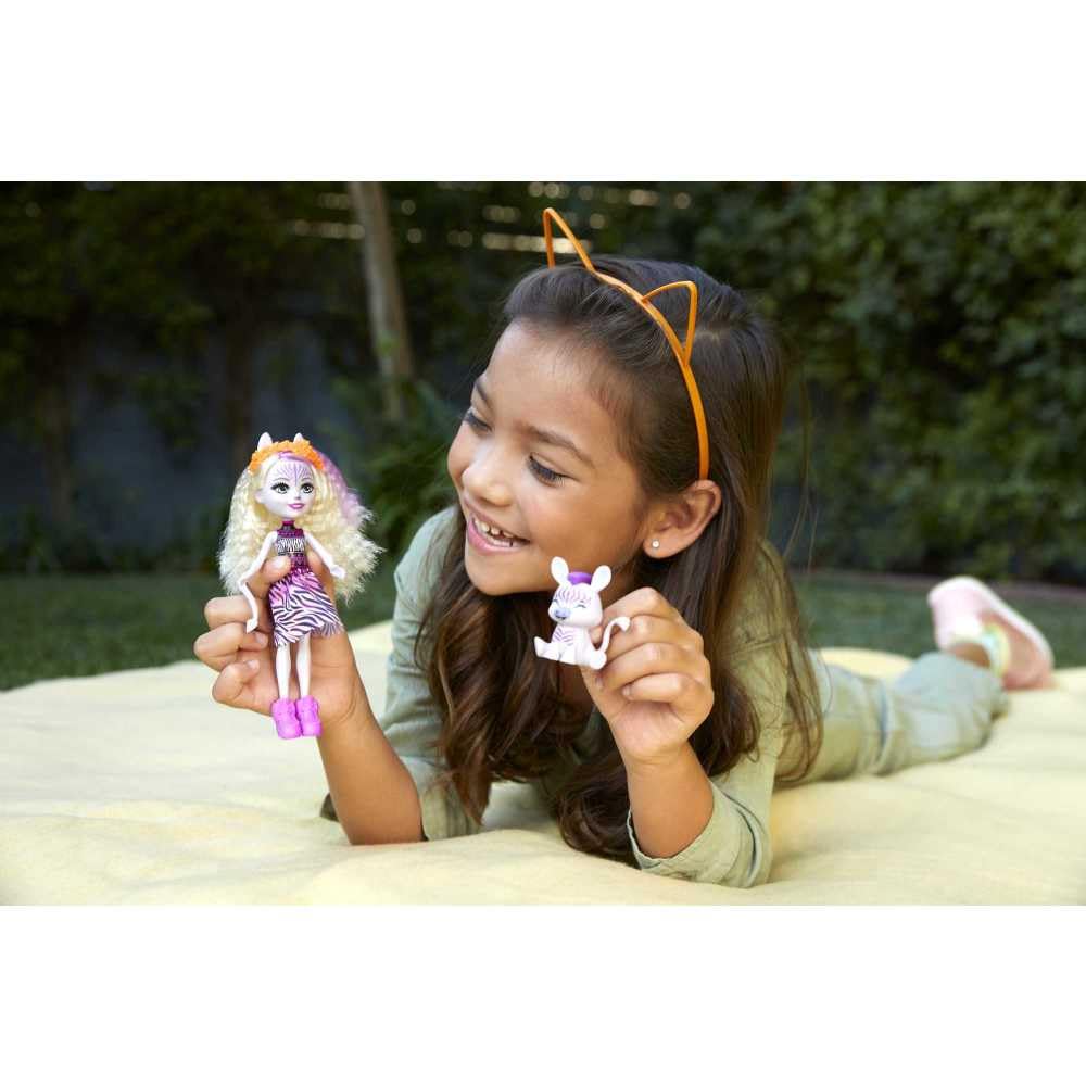 Mattel Enchantimals Zadie Zebra Doll with Ref Animal Figure, 6-inch Small Doll with Removable Skirt & Accessories, Sunny Savanna Toy Collection