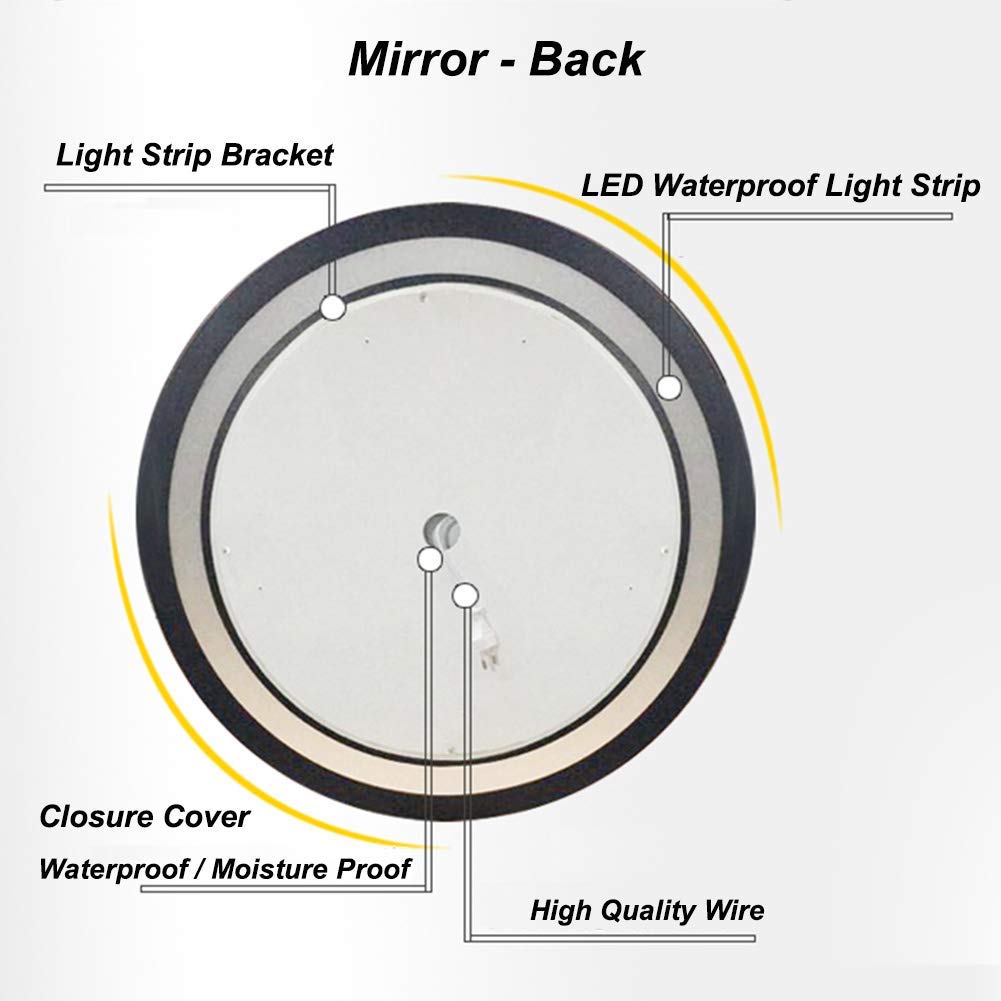 Bathroom Mirror Mirror,Illuminated LED Backlit, Wall Mounted Vanity Lighted Mirror, Bedroom/Living