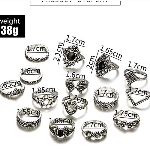 BERYUAN Rings Black Rings Goth Rings for Women Rings Womens Rings Cute Rings Stackable Rings Set(12Pcs(Rings Size 5,5.5,6.5,7,7.5,8.5)
