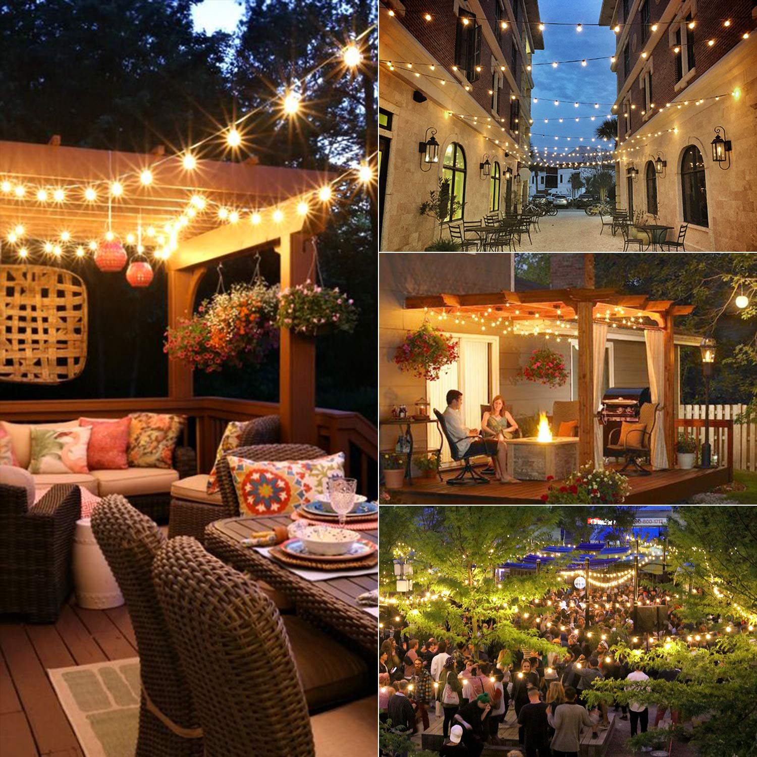BrizLabs Outdoor String Lights, 25ft 25 LED G40 Globe Patio String Lights, Weatherproof Edison Hanging String Lights for Garden Backyard Wedding Party Bistro Indoor Decor, E12 Socket, 2700K