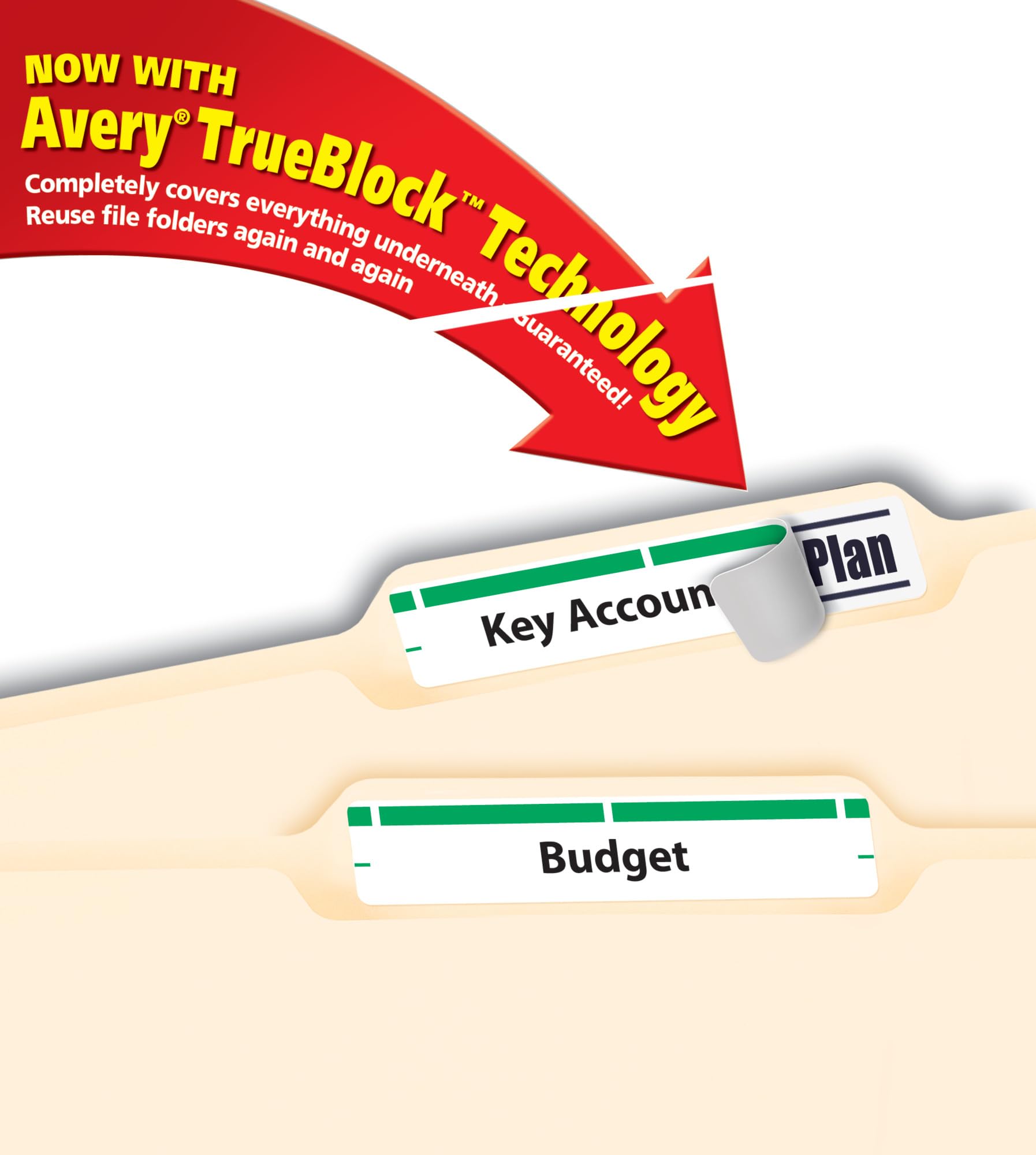Avery Green File Folder Labels for Laser and Inkjet Printers with TrueBlock Technology, 2/3 inches x 3-7/16 inches, Box of 1500 (5866)