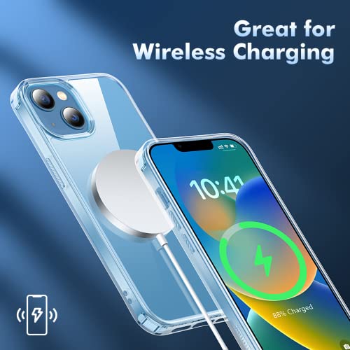 Huness [4 in 1 Designed for iPhone 14 Case/iPhone 13 Case, with 3 Pack Tempered Glass Screen Protector [Non-Yellowing ] [Military Drop Protection] Shockproof Slim Fit 6.1 Inch, Clear