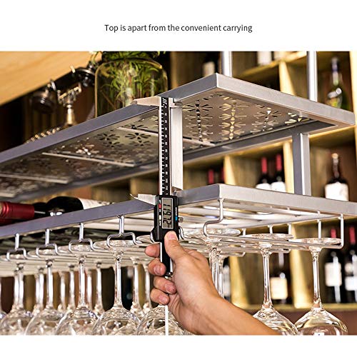 Double Layer Wine Rack Bar Wine Glass Rack Suspension Ceiling Wine Rack Restaurant Wine Bottle Rack J1019, PIBM, Gold, L120×W30cm