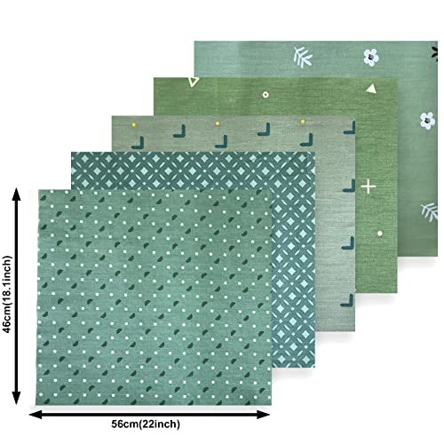Gnognauq 7 Pieces 18x22 inches Cotton Fabric Fat Quarter Fabric Bundles Quilting Cotton Floral Craft Fabric Pre-Cut Squares for Patchwork Sewing Quilting Crafting (Green Blue)