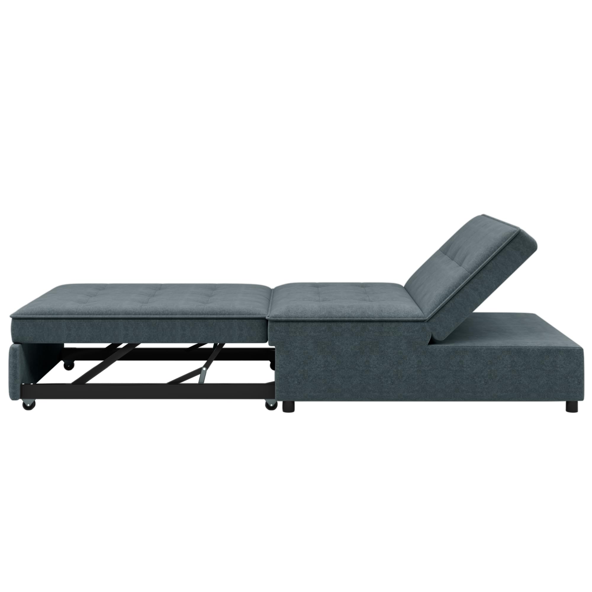 Linique Convertible Sofa Bed with Storage Pocket and USB Ports, Foldable Ottoman Single Sleeper Sofabed, Lounger Sofa Chair for Living Room, Office, Bedroom, Beige