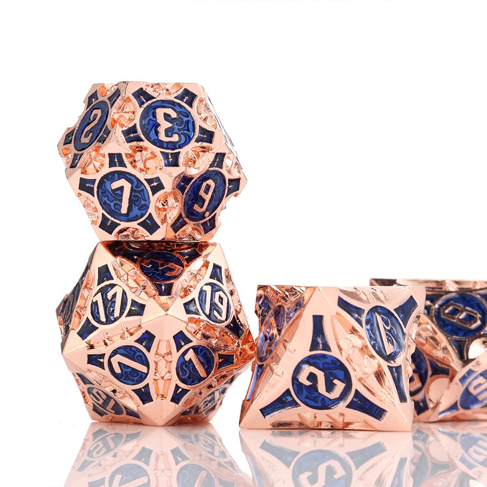 Polyhedral Metal Dice Set,7Pcs Dices D4 D6 D8 D10 D12 D20 Sets,for Board Game,Dungeons and Dragons,DND,Role Playing Games (A02)