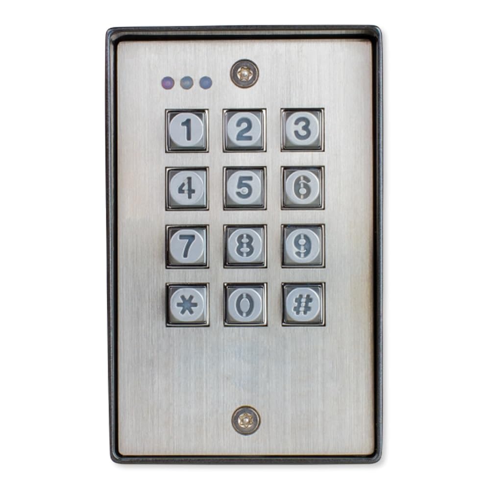 Seco-Larm SK-1123-SDQ Vandal Resistant Outdoor Access Control Keypad, 12 to 24 VDC/VAC, Weatherproof IP66, Up to 50 Possible Temporary Visitor Codes, Stainless Steel Faceplate, Illuminated Keypad