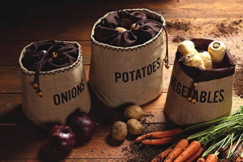Natural Elements Hessian Sack for Vegetable Storage, Fabric, 20 x 20 cm, Brown