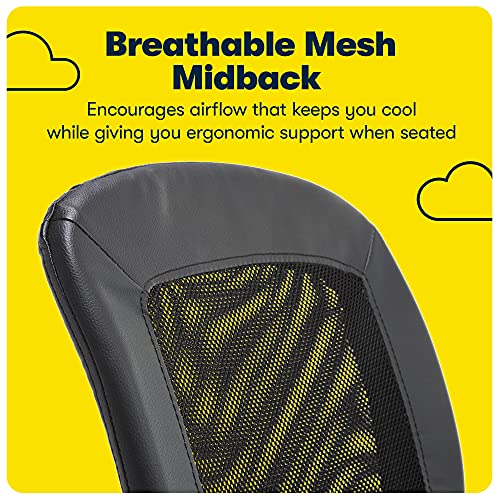 Serta 48740 Essential Mesh Low-Back Computer Desk Task Chair with No Arms for Home Office or Conference Room, Faux Leather, Black