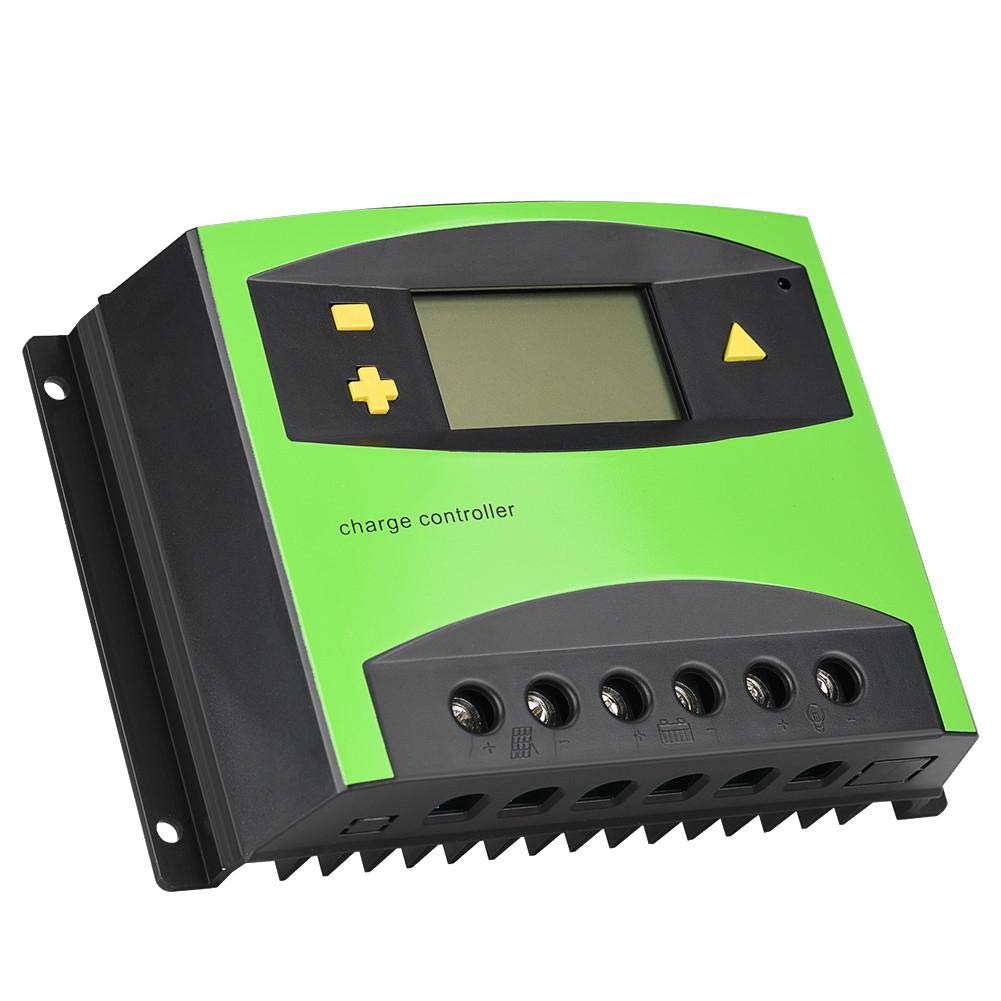 Bewinner Waterproof Solar Charge Controller 60A LCD Solar PV Charge Regulators PWM Solar Charger Controller Dual USB Intelligent Solar Charge and Discharge Controller(60A)