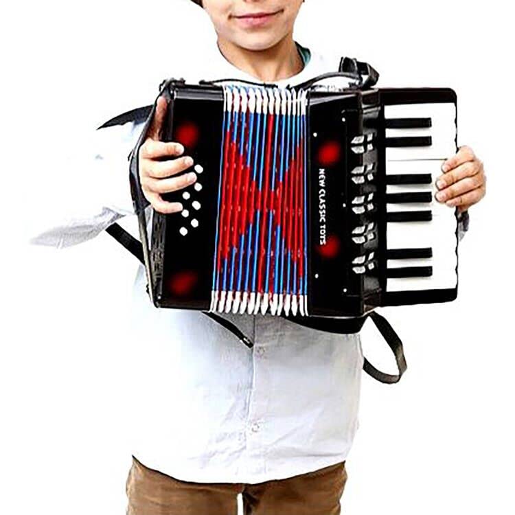 BORIYAM Accordion 17 Keys 8 Bass,Toys for Children and Adult Beginners,Accordion Instrument ,Early Learning Enlightenment Instrument (White)