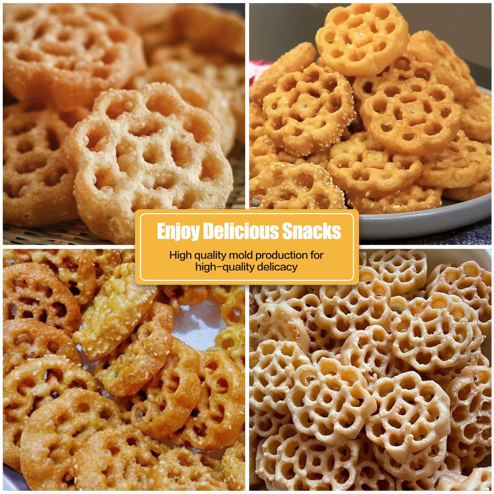Bunuelos Mold Rosette Iron Molds Set with Wooden Handle, Lotus Flower Bunuelos Cookie Maker Mold, Funnel Cake Maker Cooking Stamp Maker Kit,4.7 Inches