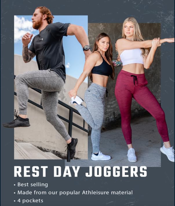 Born Primitive Rest Day Athleisure Joggers for Women (Medium, Black) - Womens Joggers with Zippered Back Pockets - Ultra-Soft, Stretchable Comfy Jogging Pants for Running, Yoga & Workout