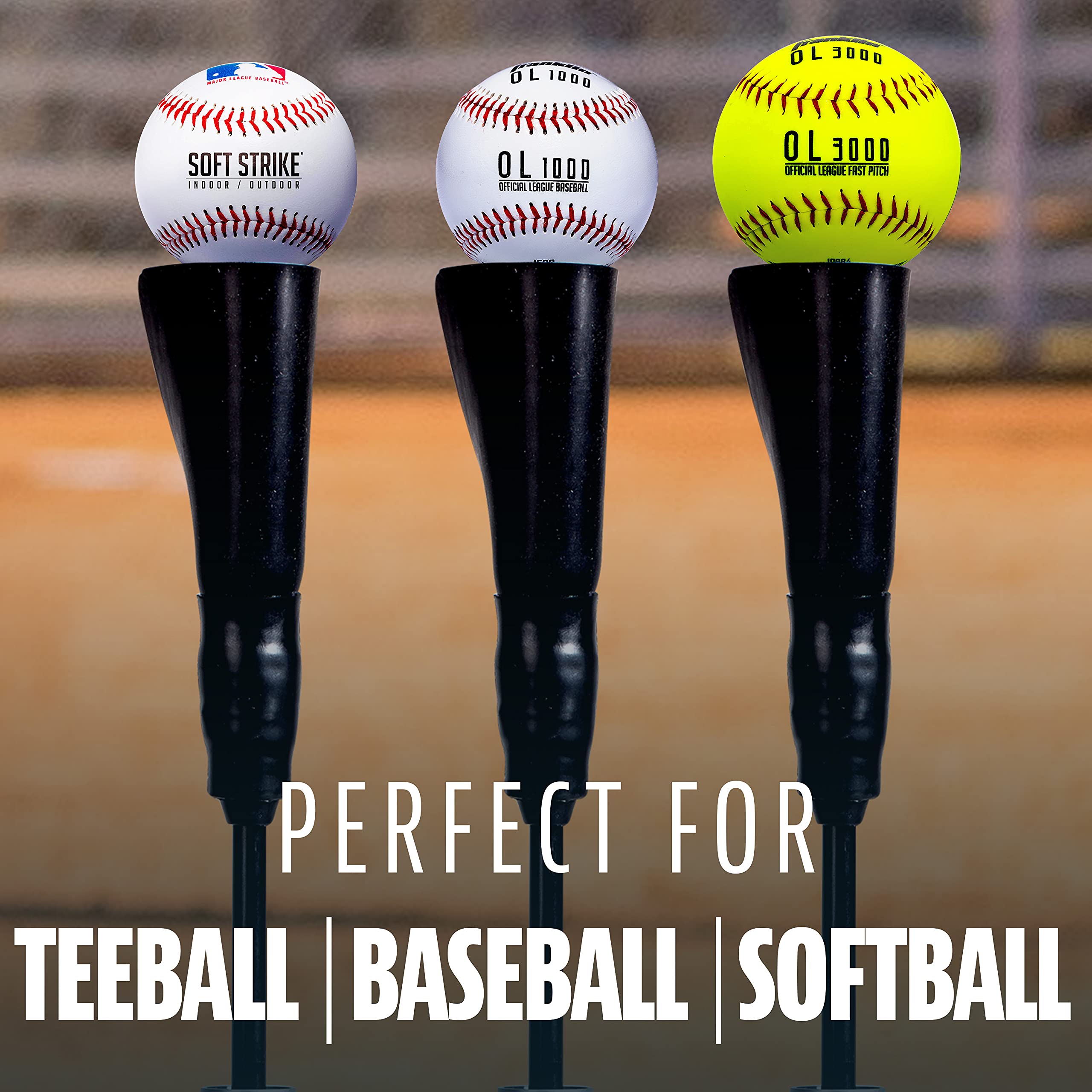 Franklin Sports Portable Batting Tee - Industrial Grade Adjustable Baseball and Softball Hitting Tee - Weighted Base For Stability - Portable Tee For Practice Anywhere