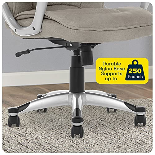 Serta Executive Office Chair Ergonomic Computer Upholstered Layered Body Pillows, Contoured Lumbar Zone, Microfiber, Black Base, Fabric, Grey/Silver