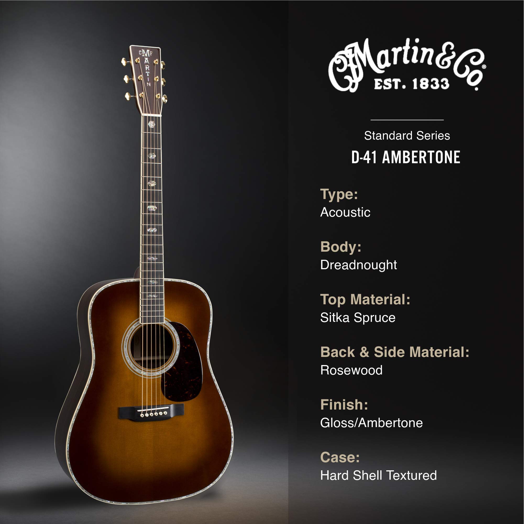 Martin Guitar Standard Series Acoustic Guitars, Hand-Built Martin Guitars with Authentic Wood D-41