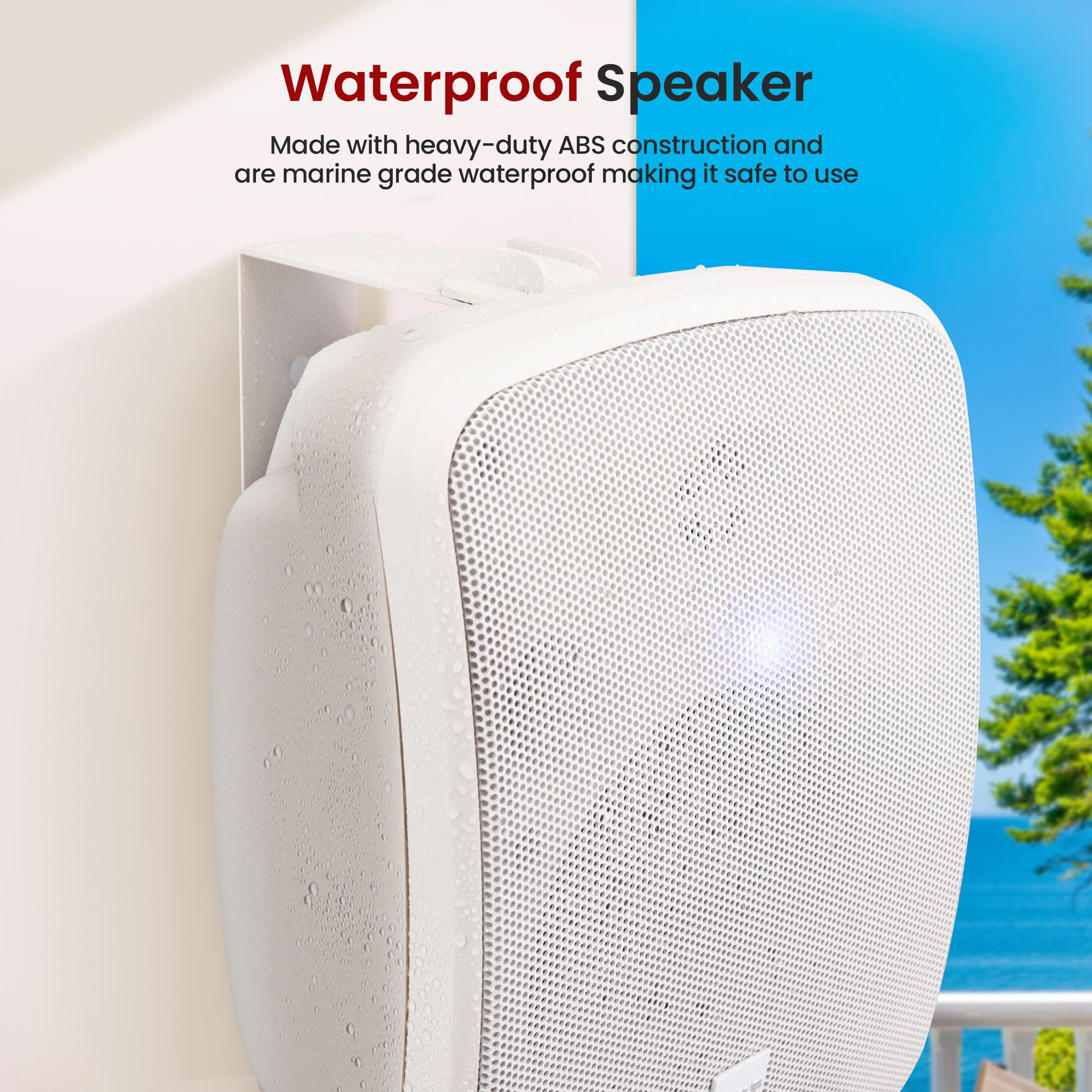 Pyle Indoor Outdoor Wireless Bluetooth Speaker System-2-Way Active/Passive Pair - 5.25in, LED Lights,600Watt Peak Power,Weatherproof,Wall/Ceiling Mounted Speakers w/Metal Grill, Universal Mount-White