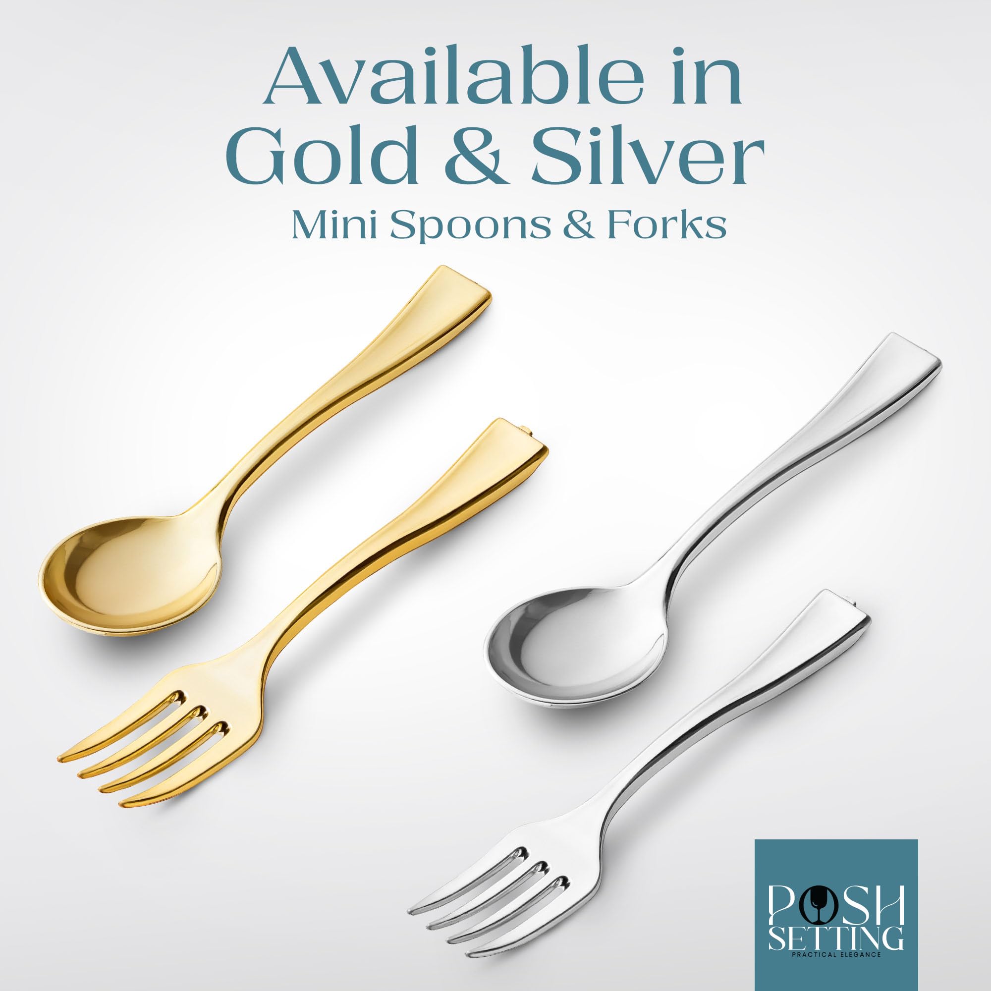 Posh Setting - Plastic Mini Spoons, Gold Mini Spoons, Gold Plastic Mini Dessert Spoons, Disposable Tiny Gold Spoons, 4 inch Mini Spoons for Appetizers, Taster Spoons, Ice Cream Spoons (36 Pack)