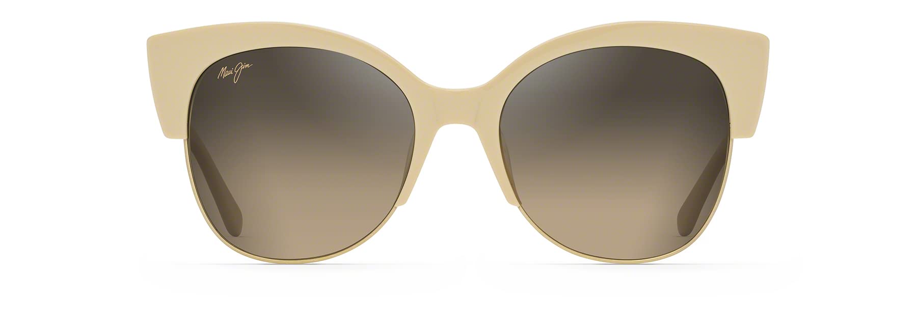 Maui Jim Women's Mariposa Polarized Fashion Sunglasses, Ivory with Gold/HCL® Bronze, Large