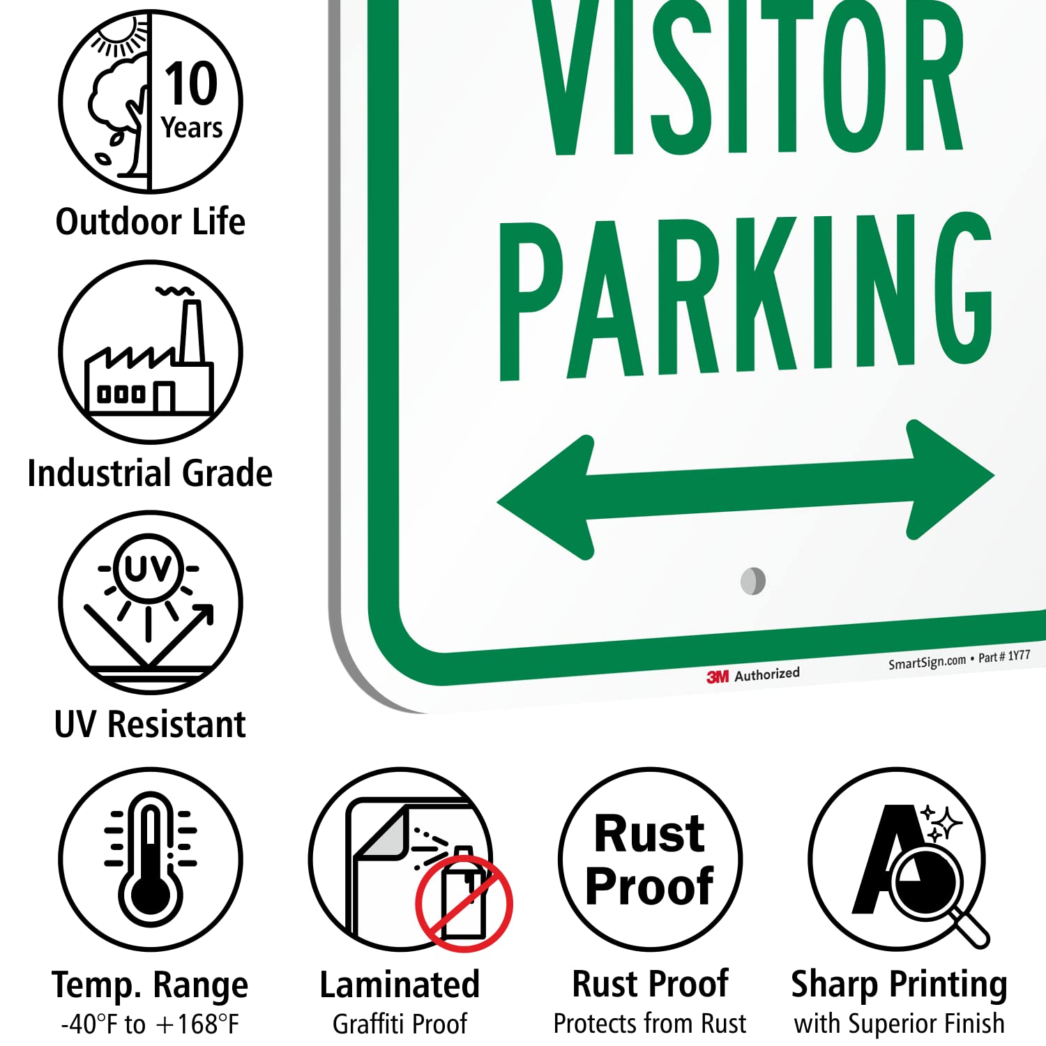 SmartSign-K-5661-EG "Customer and Visitor Parking" Sign with Bi-directional Arrow | 12" x 18" 3M Engineer Grade Reflective Aluminum