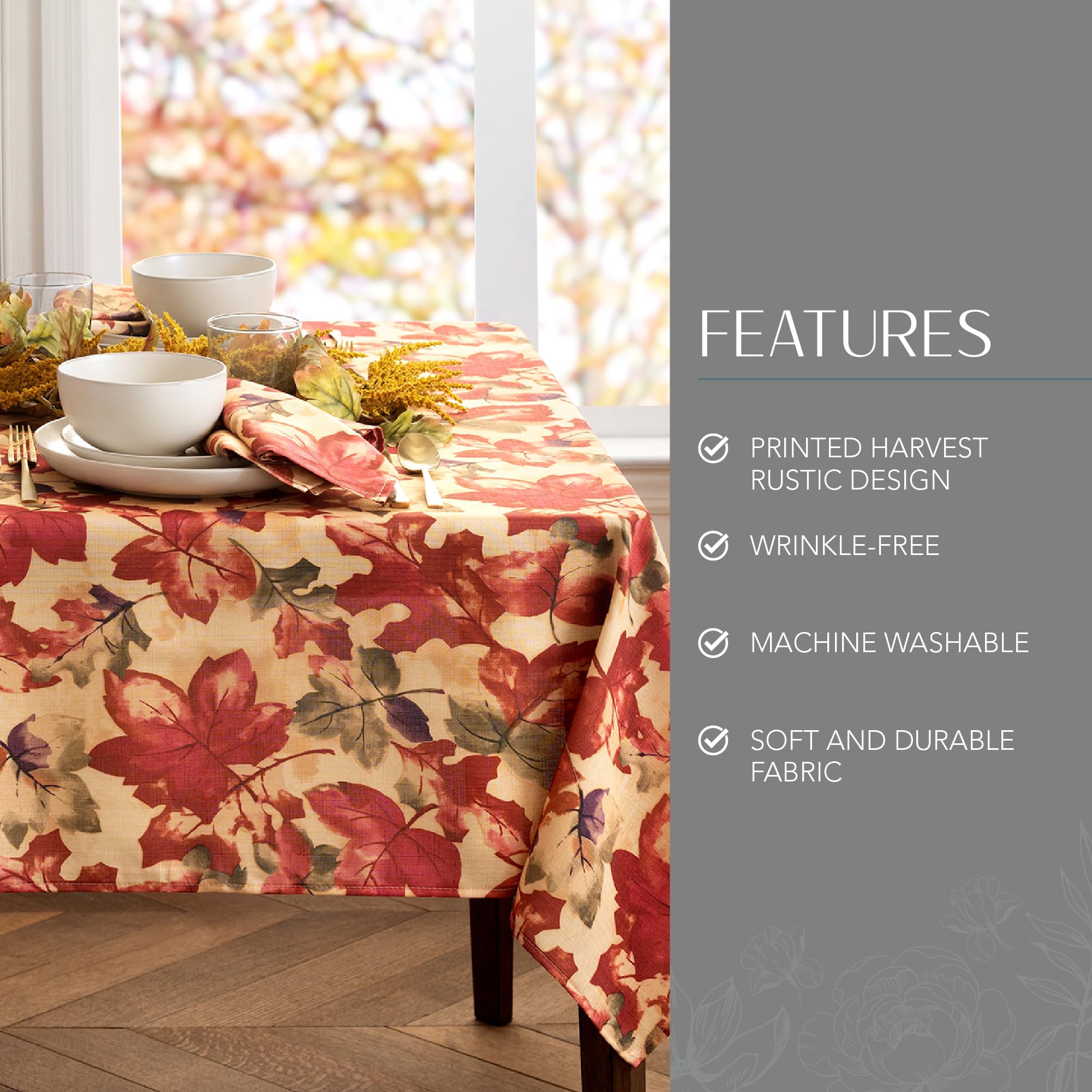 Elrene Home Fashions Harvest-Festival Fall Printed Tablecloth, 60" x 84", Oblong