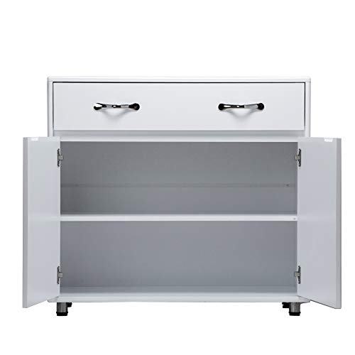 GLCHQ Storage Drawer File Cabinet nightstand Side Cabinet Cupboard Sideboard for Office or Living Room Kitchen Room (Two Doors, White)