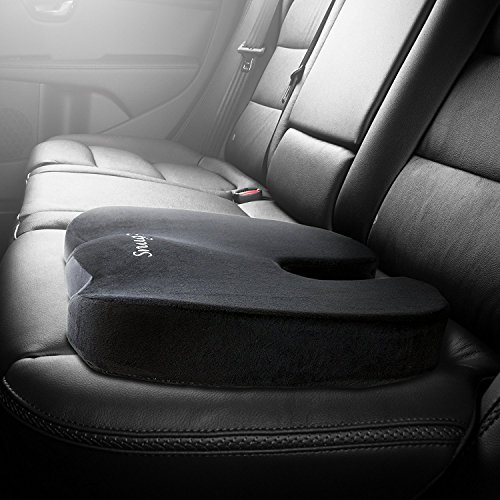 SnugPad Black Memory Foam Seat Cushion - Sciatica, Back, Hip, and Tailbone Pain Relief, Firm Version, Support for Office Chair, Wheelchair, Car. Non-Slip Orthopedic Coccyx Memory Foam (2 Pack)