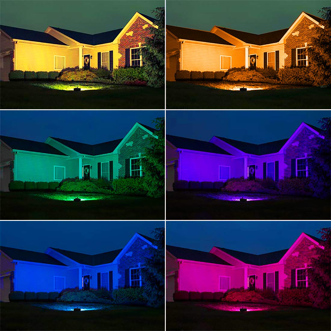 MELPO Led Flood Light Outdoor, 50W RGB Color Changing Landscape Lighting with Remote, Timing - 12 Colors - 4 Modes, IP66 Waterproof, US 3-Plug, (Pack of 2)