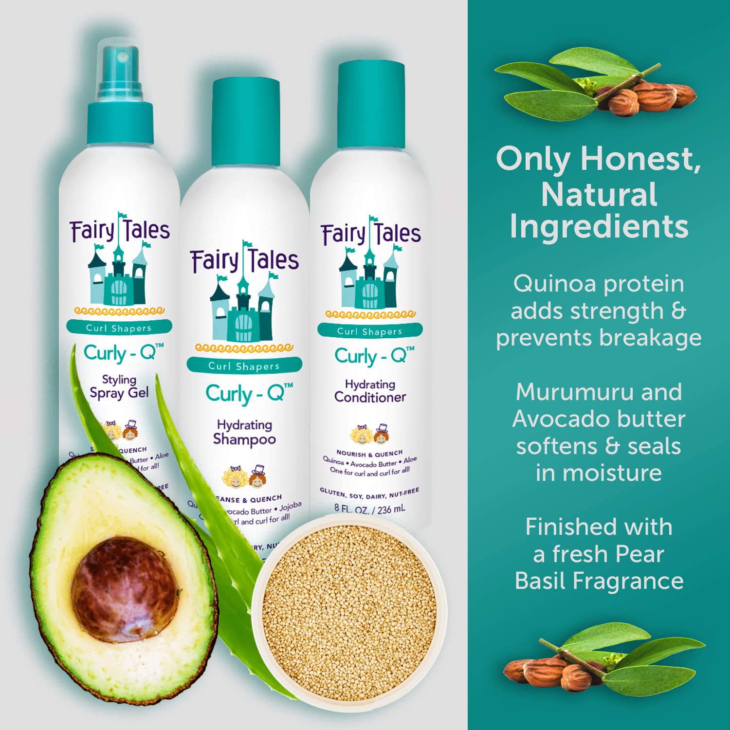 Fairy Tales Curly-Q Daily Hydrating Shampoo and Conditioner for Kids - 32oz Curly Hair Set - Paraben, Sulfate, Gluten and Nut Free