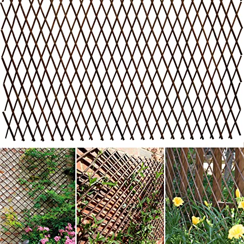 Helprise Expandable Willow Lattice Fence Panel Plant Support Garden Trellis for Climbing Vine Ivy Rose Cucumbers Clematis Outdoors Garden Yard, 36X92 Inch(1PC)
