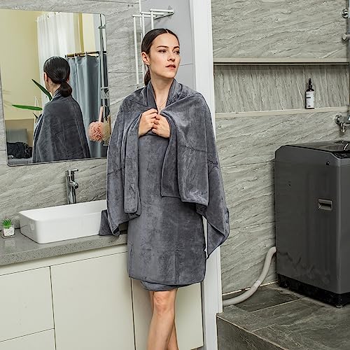 JML Microfiber Bath Towel 2 Pack(30" x 60"), Oversized Thick Towels, Soft, Super Absorbent and Fast Drying, No Fading Multipurpose Use for Sports, Travel, Fitness, Yoga, 30 in x 60 in, Grey 2 Count