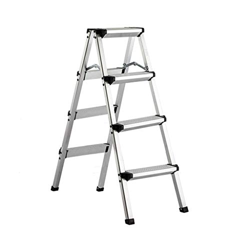 PENGJIE Folding Ladder Step Stool Ladder Stool 4 Step Folding Aluminum Heavy Duty Steel Portable Anti Slip Mat Tread Compact 150 Kg Capacity