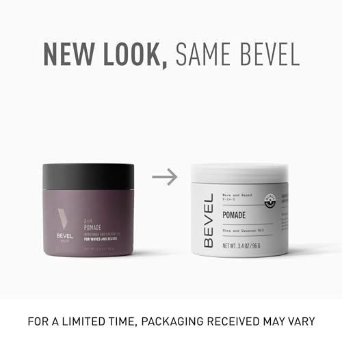Bevel Beard Balm & Hair Pomade for Waves with Coconut Oil and Shea Butter, Locks in Moisture to Help Reduce Frizz and Breakage, Beard Care for Men, 3.4 Oz