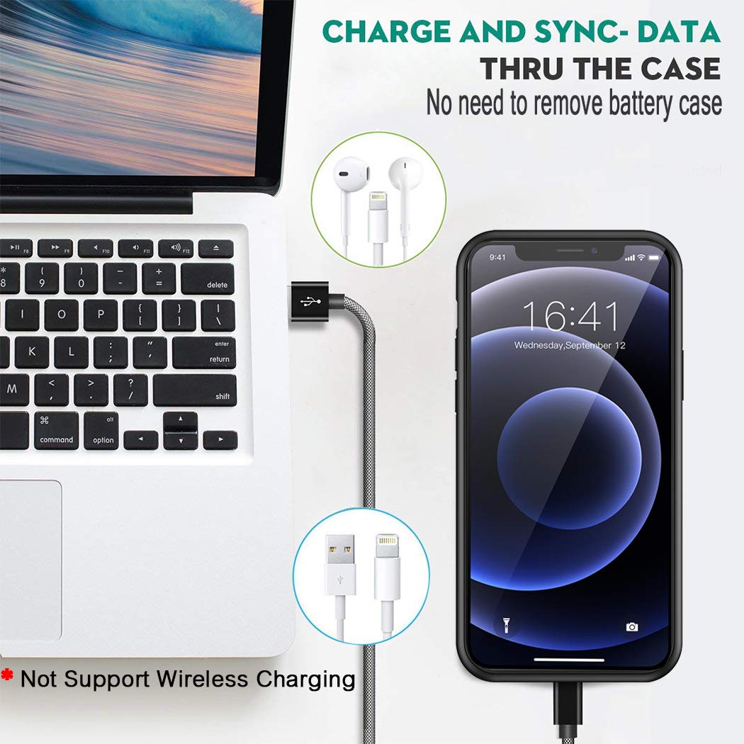 Battery Case iPhone 12 Pro Max, 8500mAh Slim Rechargeable Battery Pack Charging Case Compatible with iPhone 12 Pro Max Extended Battery Charger Case