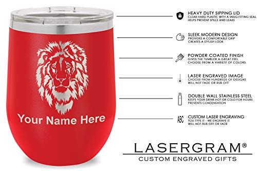 SkunkWerkz Wine Glass Tumbler, Indian Elephant, Personalized Engraving Included (Red)