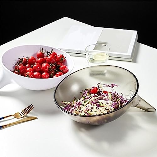 Drainer Food Basket with Spout, Multifunctional Draining Fruit Food Vegetable Kitchen Sink Drainer Bowl Colander Drainbowl Fruits Washer Salad Basket (2PCS*Grey)