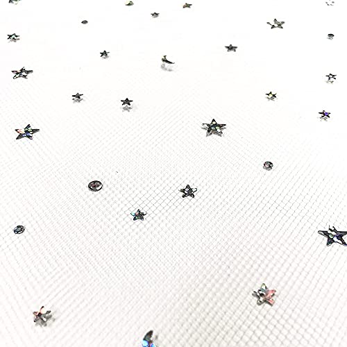 Glitter Tulle Fabric Rolls, 6β by 50 Yards (150FT) Sparkling Tulle Spool Ribbon Sequin Tulle Netting Fabric for Tutu Skirt Wedding Birthday Baby Shower Bows Party Decoration (Grey)