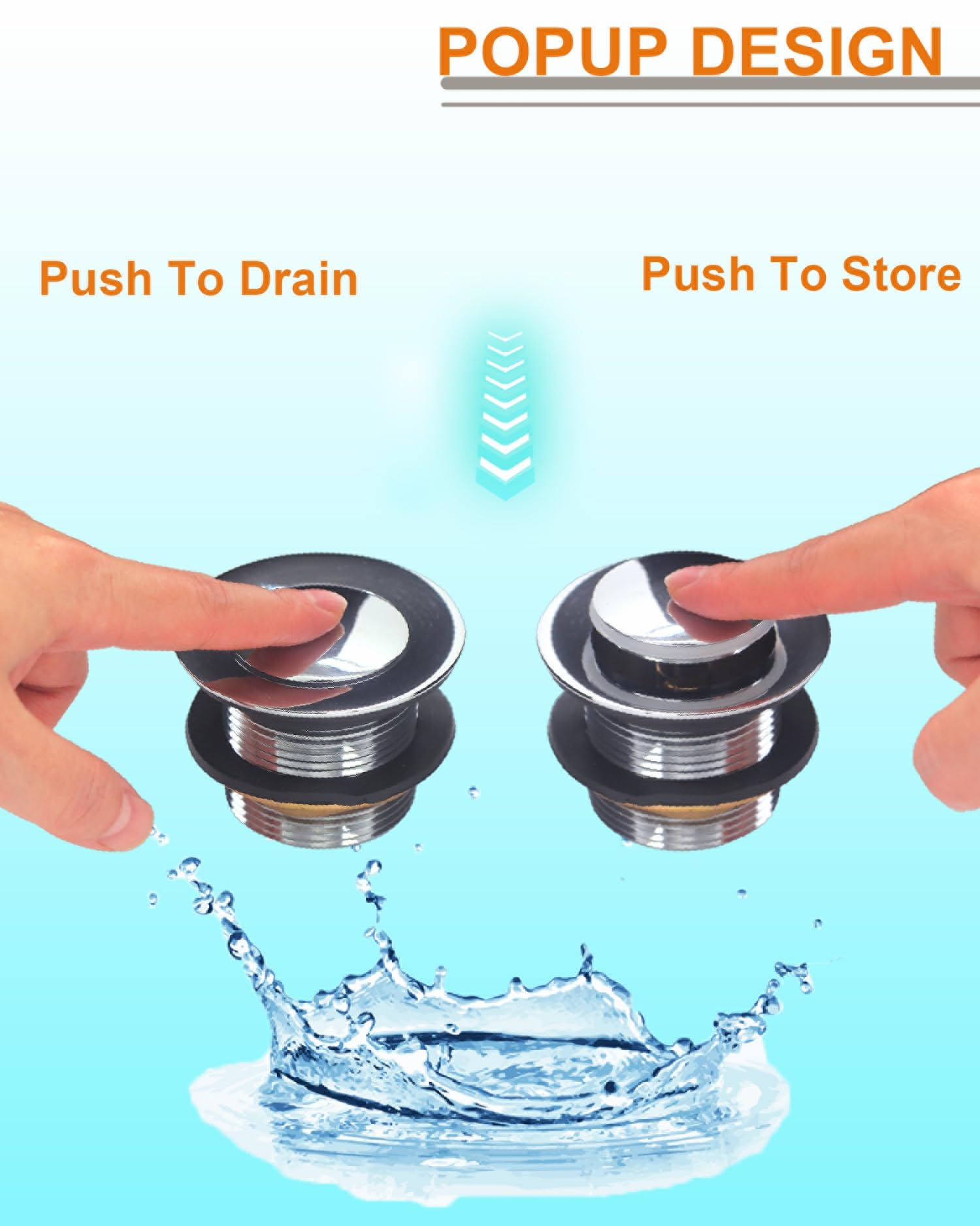 YEEREAD 1-7/8" Brass Bath Tub Drain Kit, Pop Up Tip Toe Touch Bathtub Shower Drain Shoe Stopper Replacement, Polished Chrome