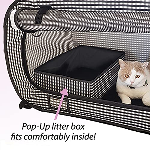 Necoichi Portable Stress Free Cage Carrier and Litter Box, Indoor & Outdoor, Travel (Black, Cage/Kennel+Litter Box)