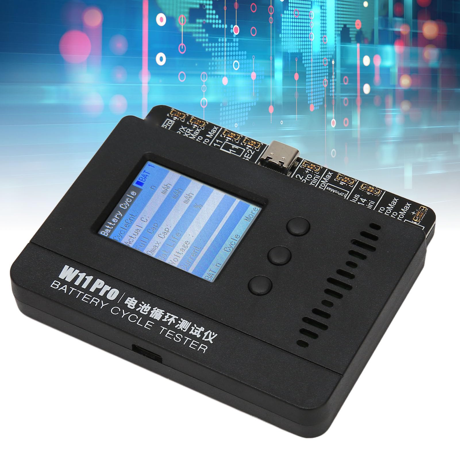 Battery Cycling Machine Tester, Phone Battery Repair Module Plug and Play 100-240V Supports Dual Operation Mode 1.8 Inch TFT Screen for Phone Batteries (US Plug)