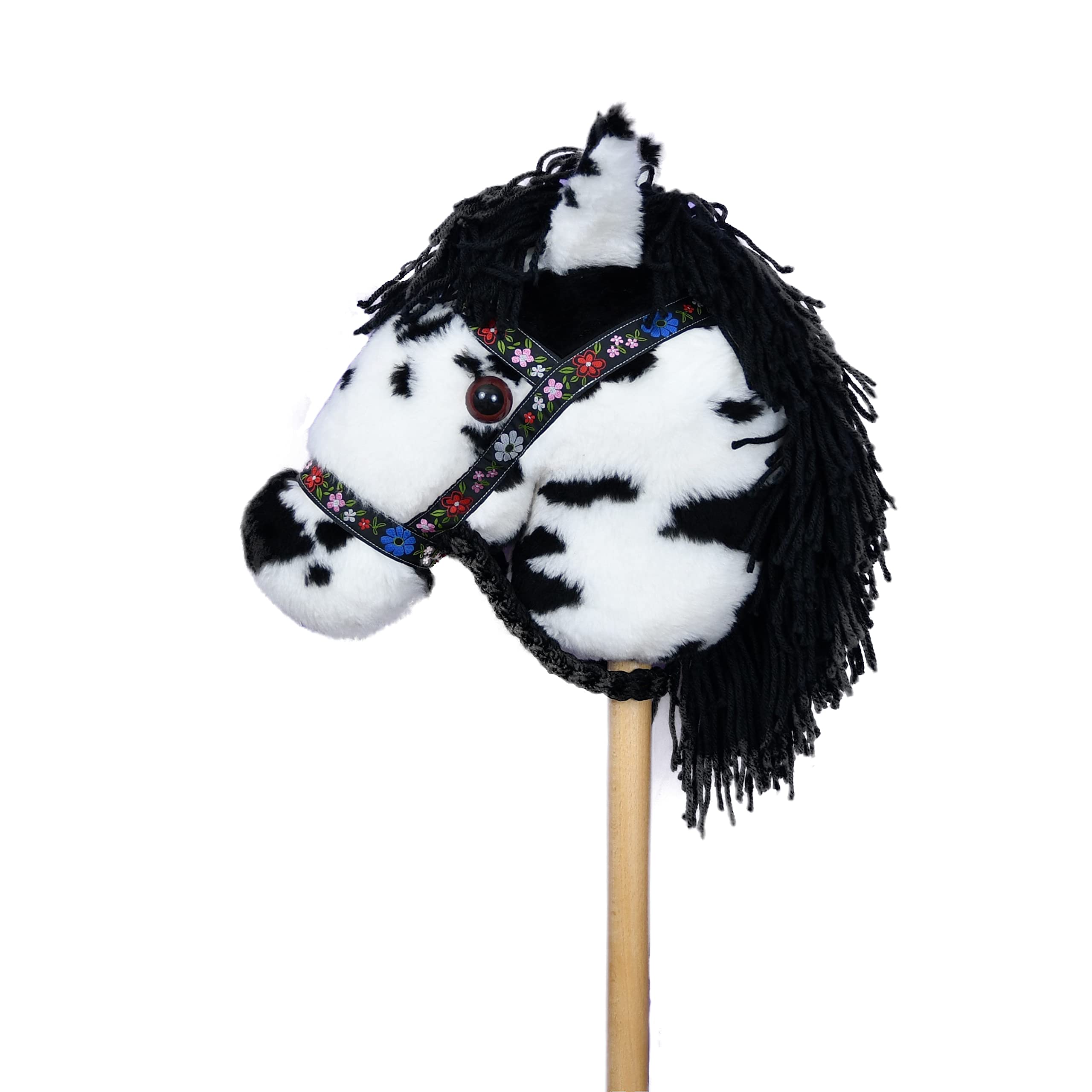 Prairie Ponies Stick Horse - Hobby Horse - Stick Pony (Buckskin with Gold Cowboy Halter)