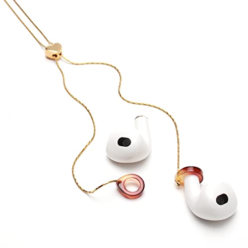 JOJOPANDA Anti-Lost Airpod Chain Holder Lanyard Cord Strap Slide Adjustable Y Necklace Compatible Airpods Pro/3/2/1 (Heart + Golden Slim Chain)